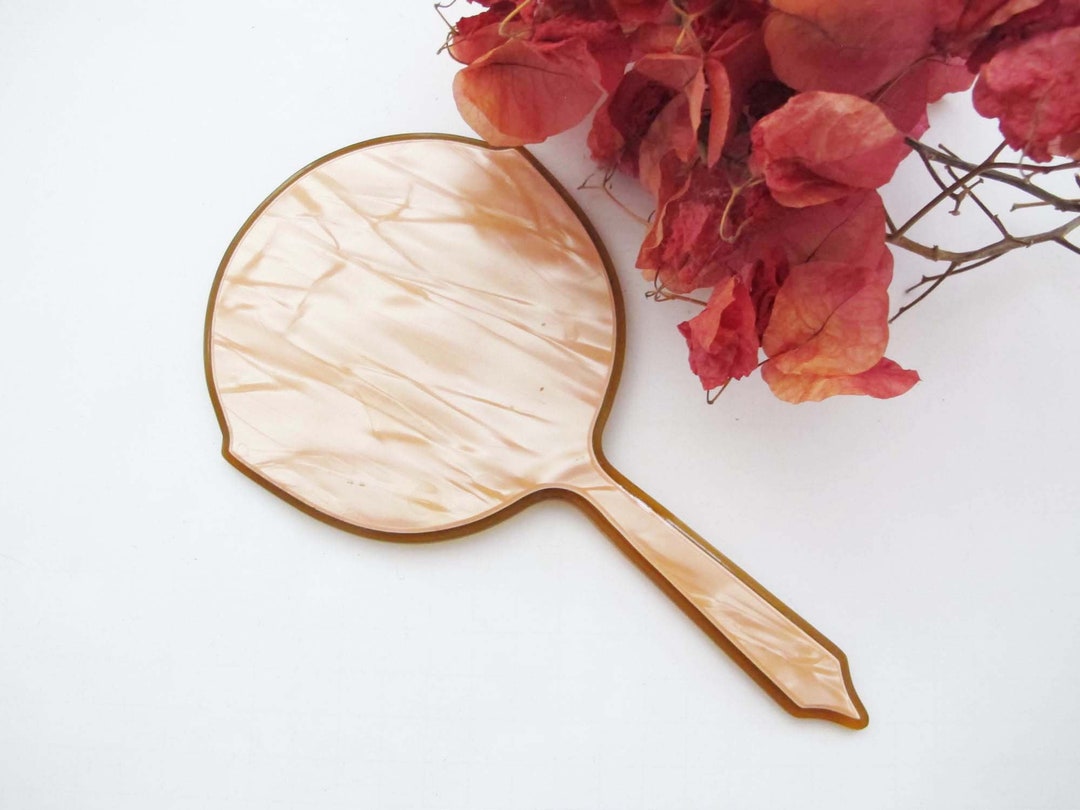 Celluloid Hand Mirror Pink Yellow Pearlescent 1920s Vanity Mirror Art ...