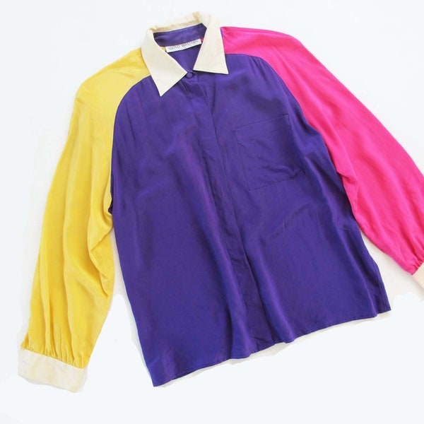 Color Block Blouse - Etsy