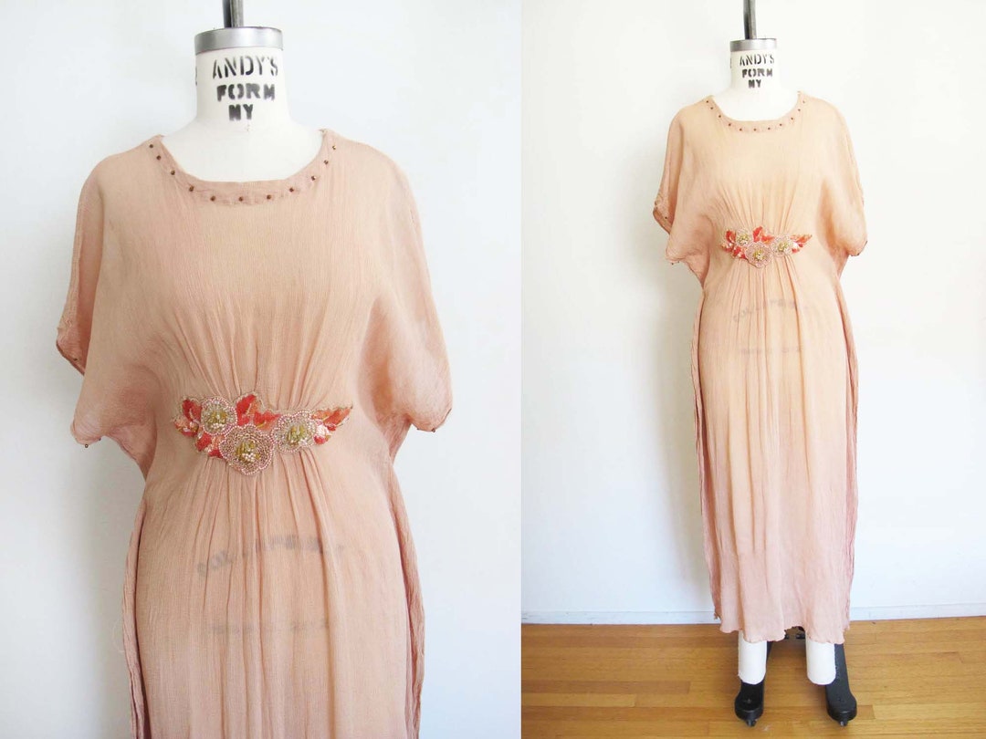 Vintage Grecian Style Tan Dress Semi Sheer Nude Beige Toga - Etsy