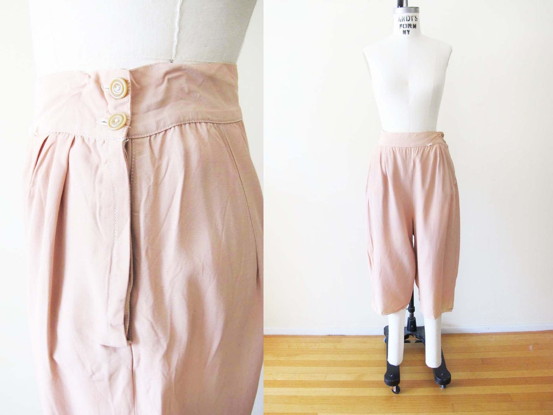 1940s Rayon Capri Lounge Pants: Vintage Pink Beige Harem Bloomers - Etsy