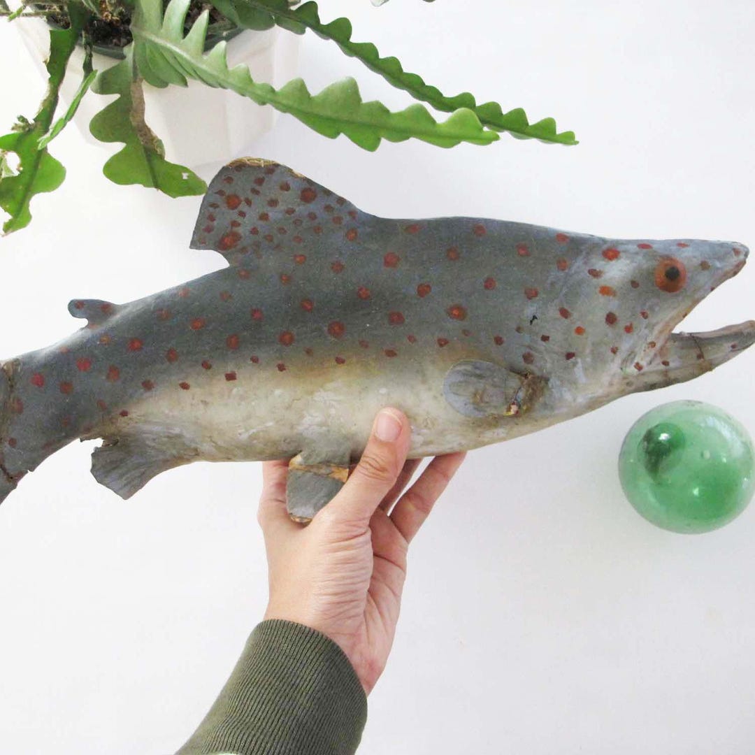 Vintage 70s Paper Mache Trout Fish - Folk Art Fisherman Quirky Wall ...
