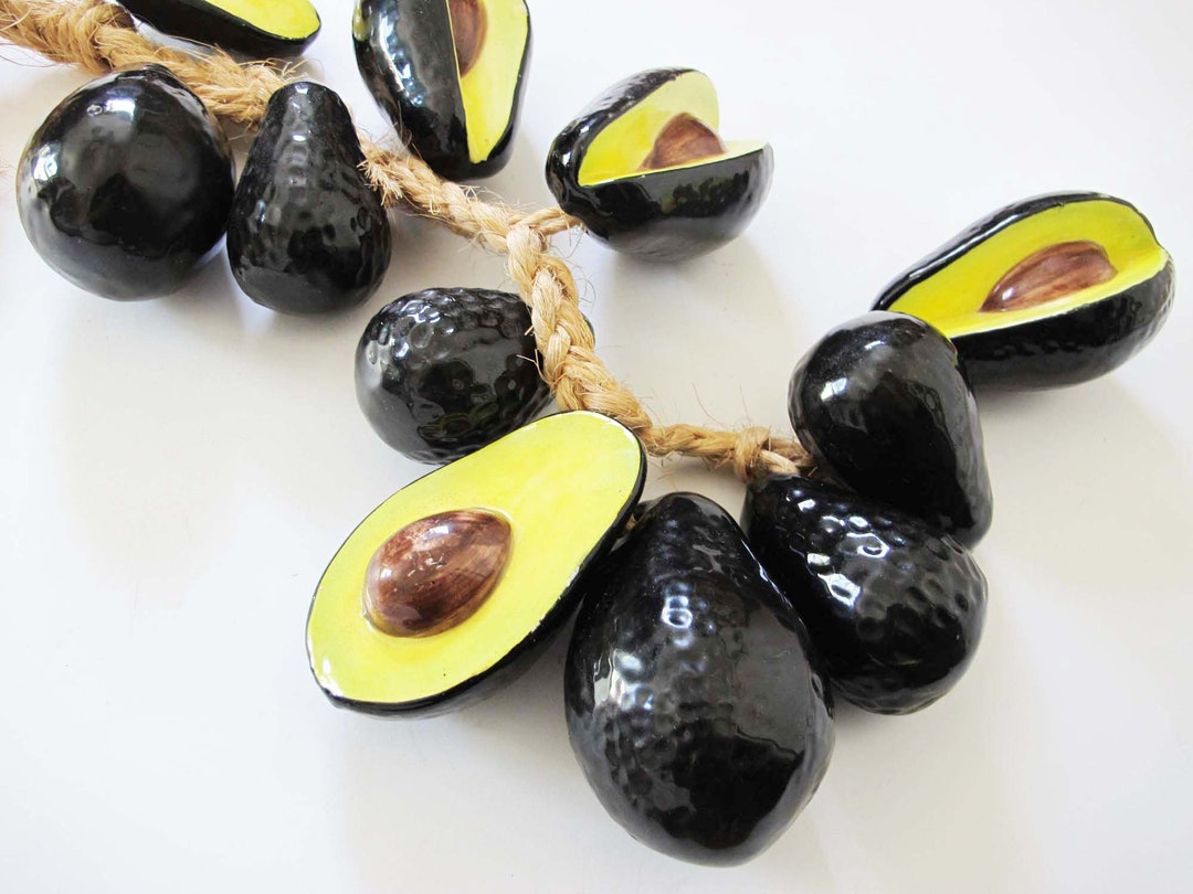 Vintage Hanging Ceramic Avocados on Rope Green Fruit Vegetable Kitchen ...