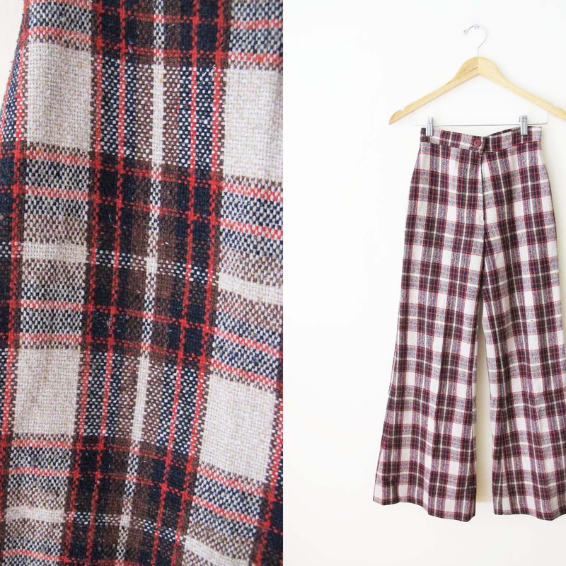 Red and Black Plaid Pants - Etsy