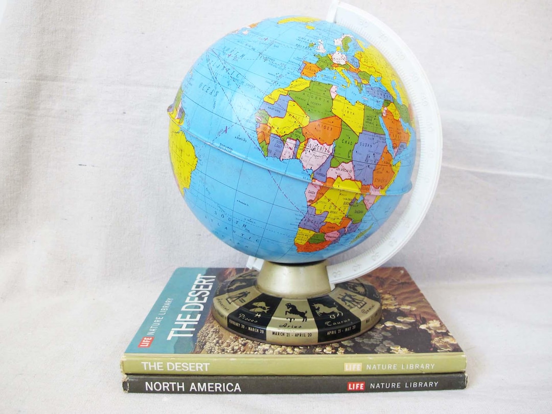 Vintage 60s Small Metal Globe Ohio Art Co - 1960s World Map Globe ...