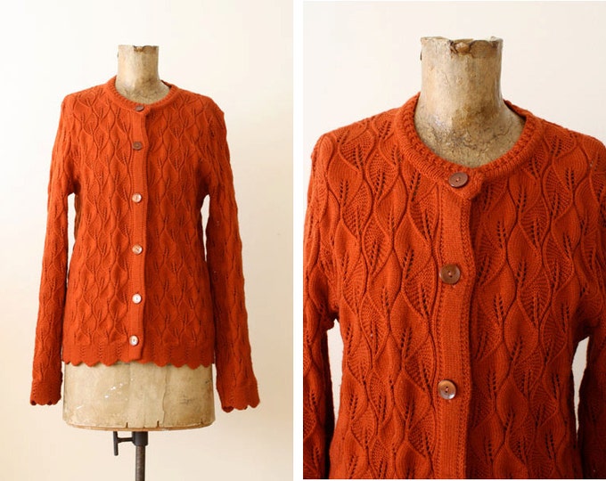 1970s Cardigan/ Rust Orange Cardigan/ Fall Sweater / Fall Fashion S - Etsy