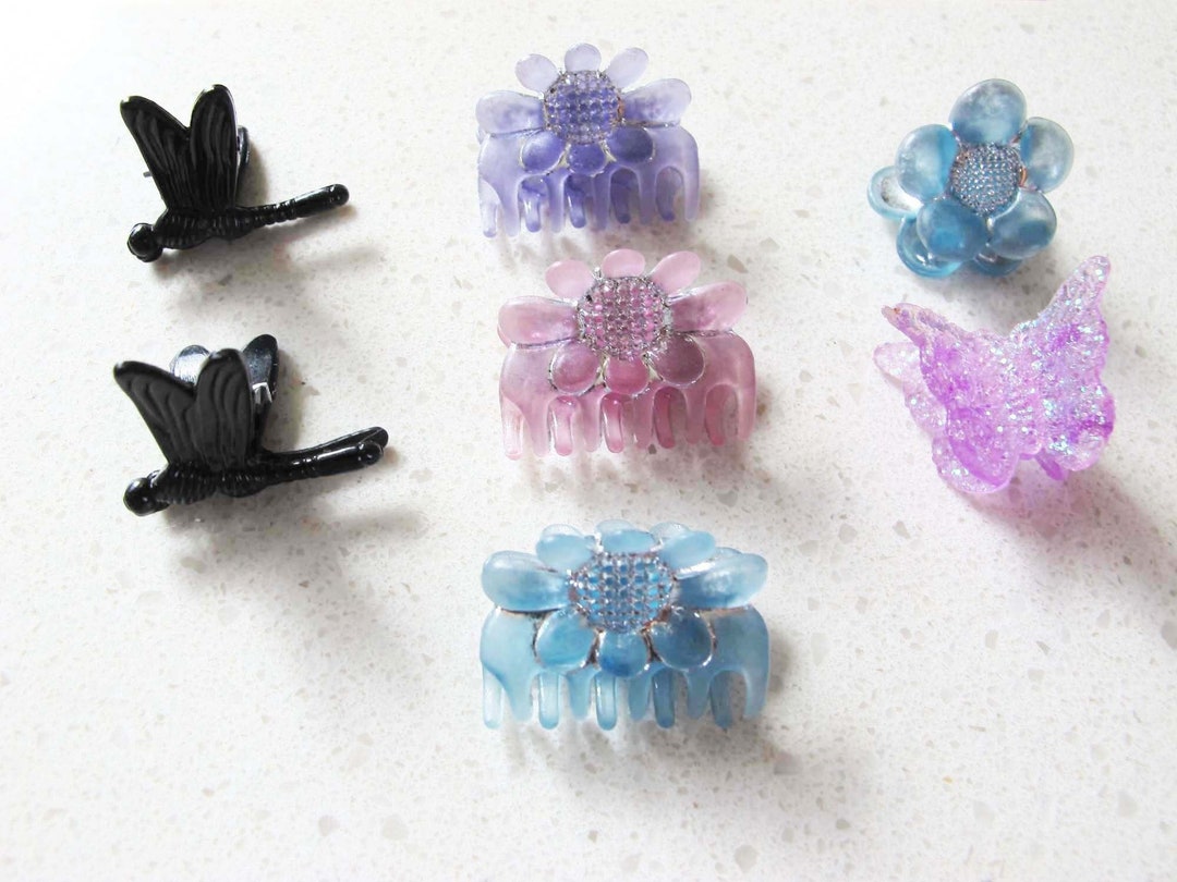 Vintage 2000s Butterfly Floral Hair Clip Lot Y2K Icy Blue Lavender ...