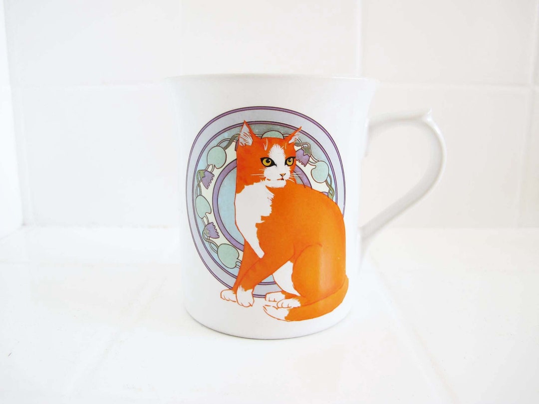 Vintage Orange Cat Mug 1980s Ginger Kitty With Yellow Eyes - Etsy