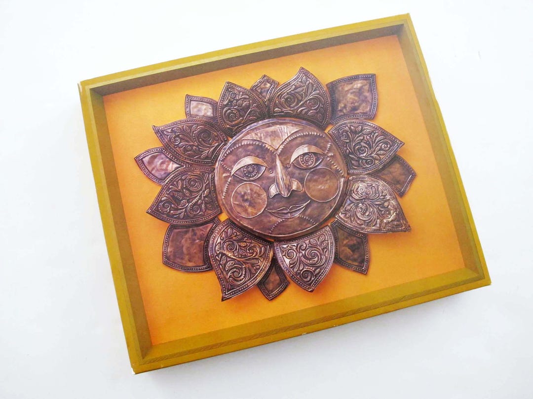 Vintage Starburst Sun Face Metal Etchwork Art DIY Kit - 70s Buzza ...