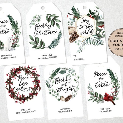 EDITABLE Christmas Printable Gift Tags Christmas Labels - Etsy