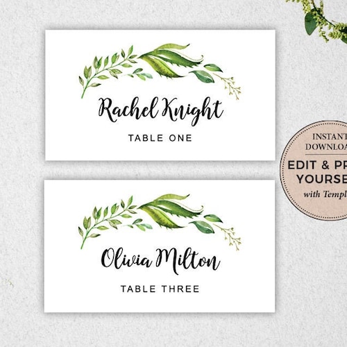 Editable Name Hang Tags Wedding Name Place Cards Printable | Etsy