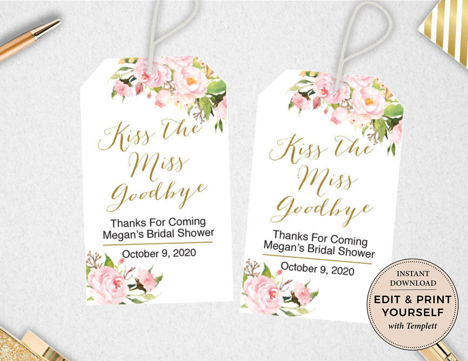 Kiss the Miss Goodbye Tags Editable Tags Kiss the Miss - Etsy