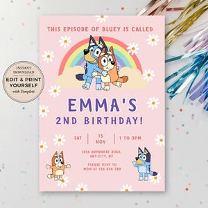 Editable Bluey Birthday Invitation, Bluey Invitation, Bluey Evite ...