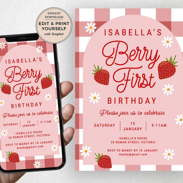 Berry First Birthday Invitation - Etsy