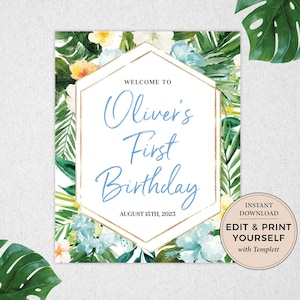 Tropical Birthday Bundle, Tropical Birthday, Editable Tropical Birthday ...