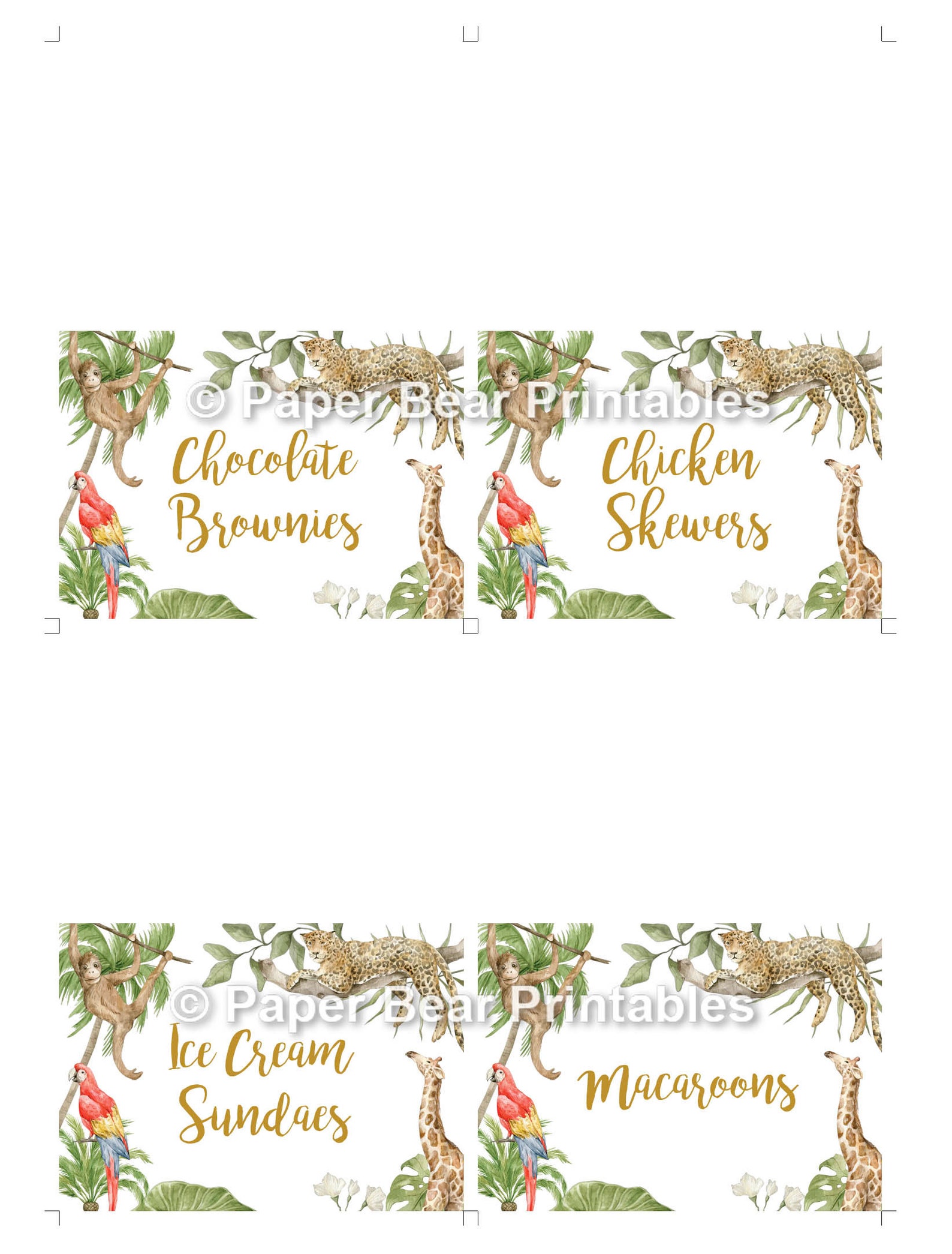 Safari Food Labels Editable Food Labels Labels Editable - Etsy