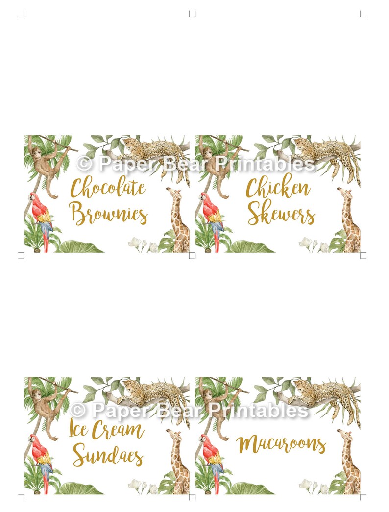 Safari Food Labels Editable Food Labels Labels Editable - Etsy