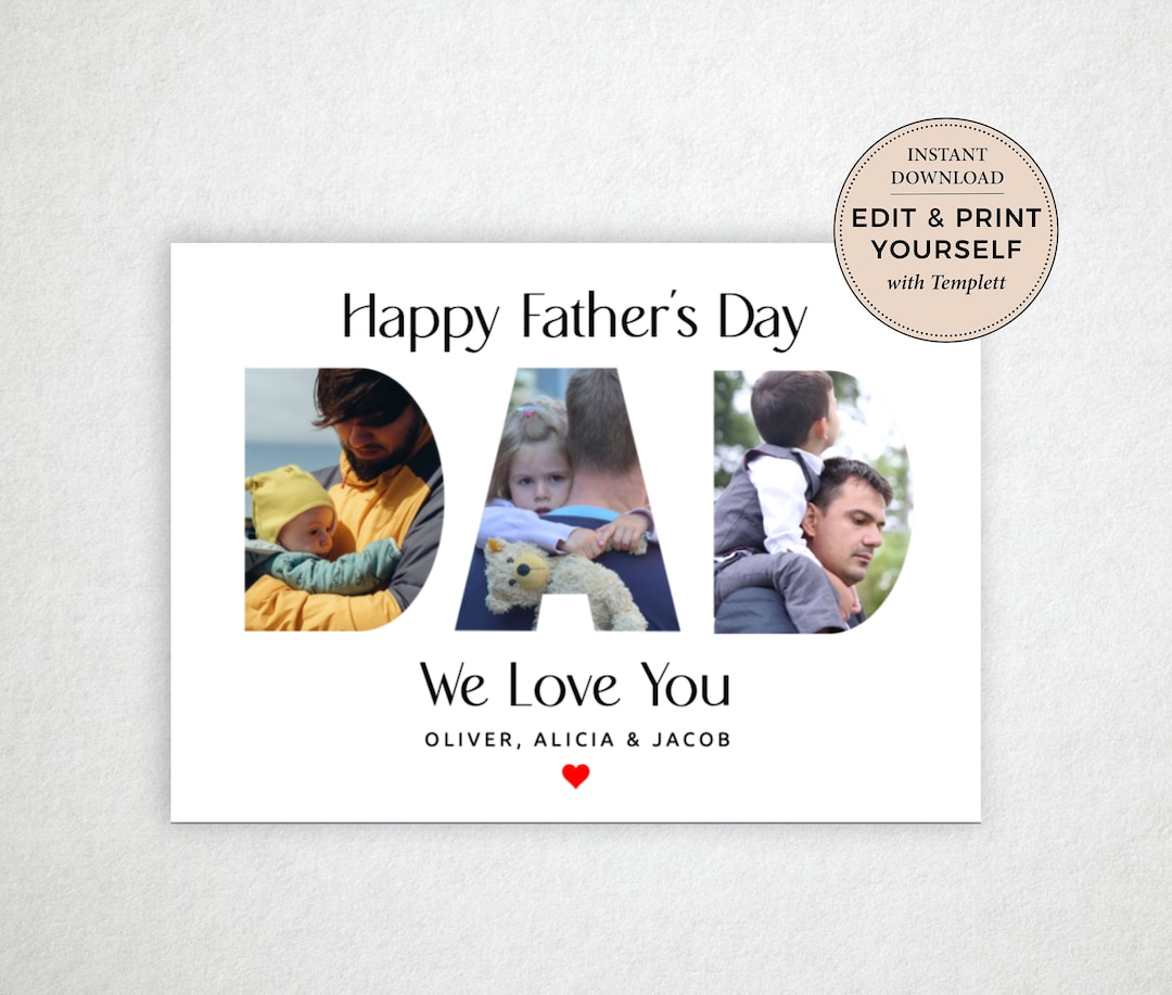Editable Photo Father's Day Card Template (instant Download) - Etsy