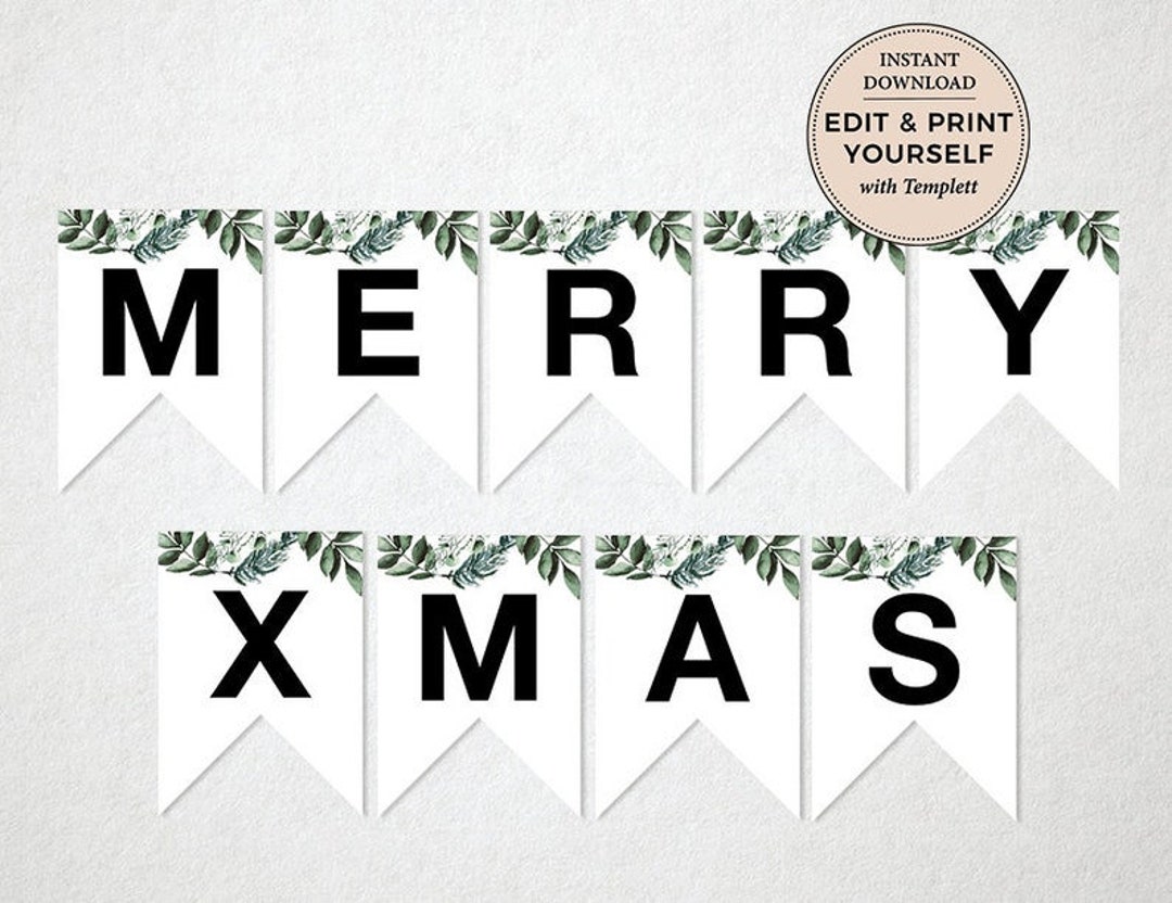 Christmas Banner, Editable Christmas Banner, Merry Christmas Banner ...