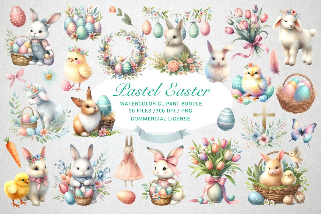 Easter Clipart Bundle, Easter Clipart, Watercolor Easter Clipart ...