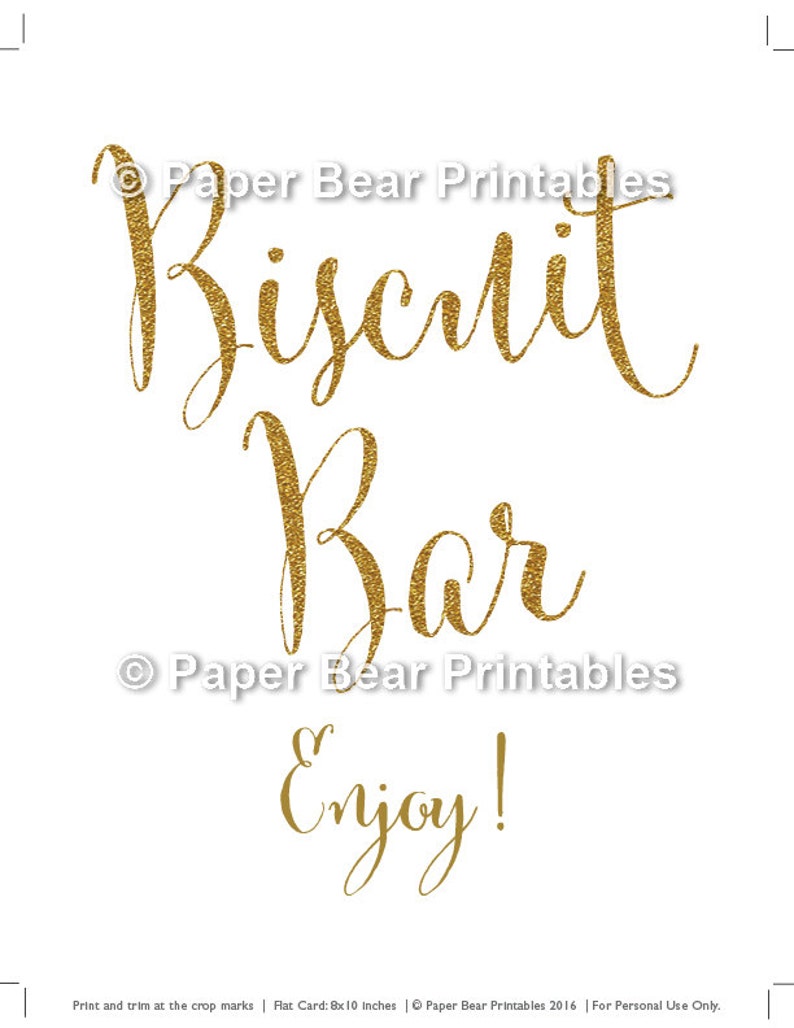 Biscuit Bar Sign INSTANT DOWNLOAD // 8x10 // Wedding // Bridal | Etsy