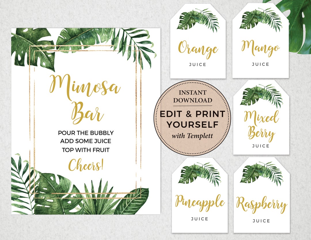 Mimosa Bar Sign, Mimosa Bar Juice Labels, Mimosa Bar Sign, Juice Labels ...