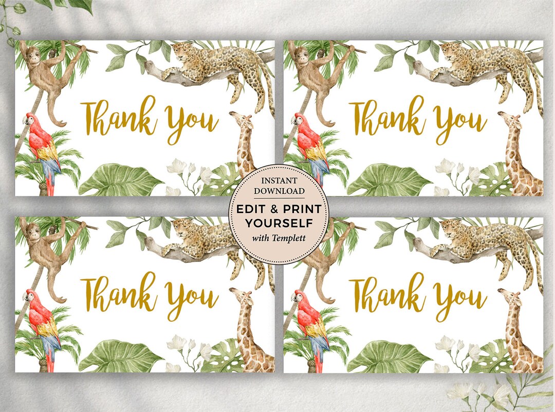 Editable Tag, Safari Birthday Tag, Editable Thank You Tag, Safari Tag ...