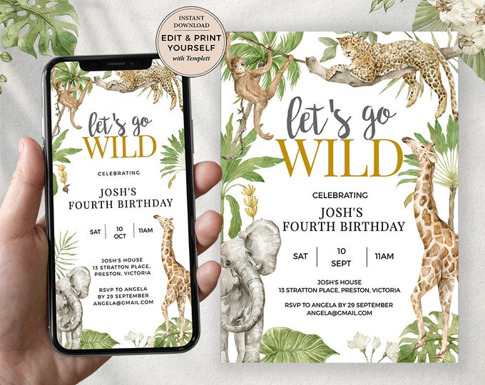 Editable Safari Animals Table Numbers: Jungle Seating Cards (templett ...