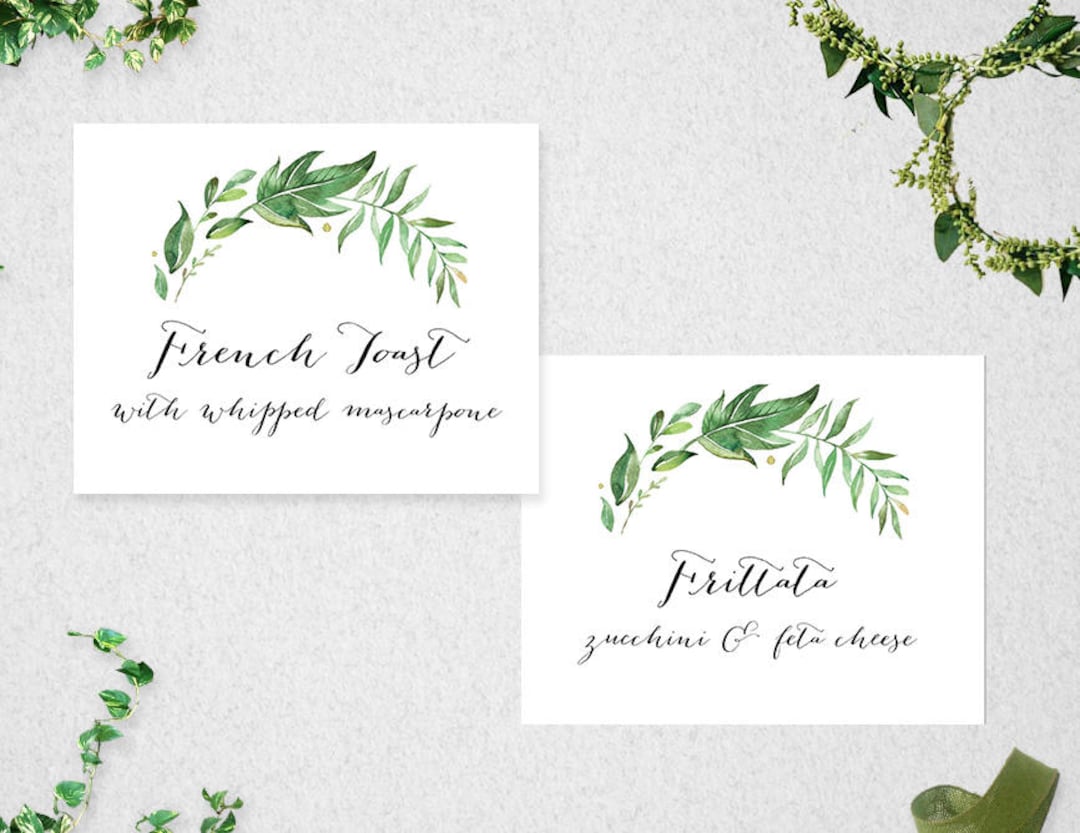 Editable Greenery Food Labels: Wedding, Shower (instant Download) - Etsy