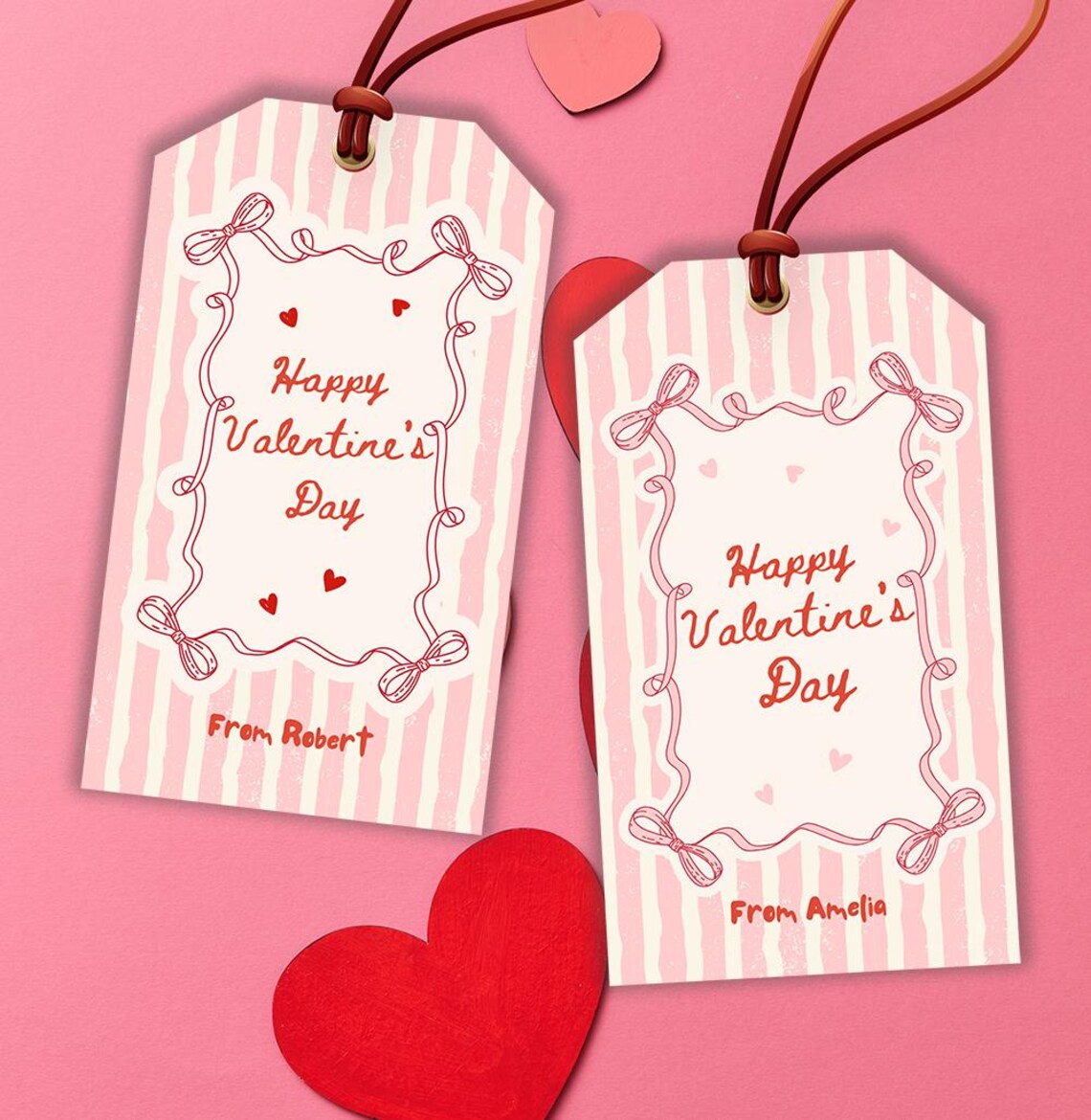 Editable Valentine's Day Gift Tags, Coquette Tags – Set of 8 | Canva - Etsy