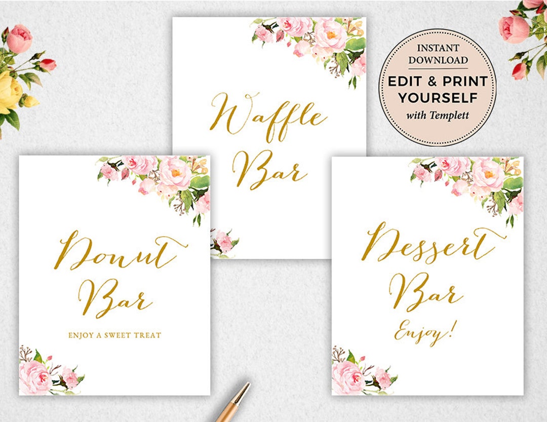 Dessert Bar Sign, Editable Bar Sign, Dessert Bar, Dessert Sign, Waffle ...