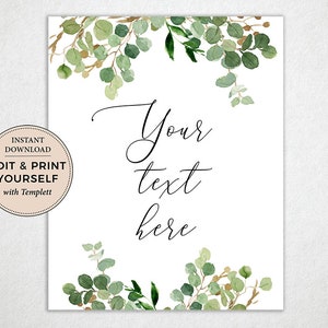 Editable Sign, Editable Template, Editable Wedding Sign, Editable ...