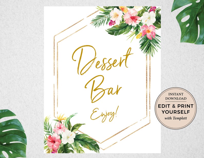 Tropical Dessert Bar Sign Dessert Bar Editable Dessert Bar - Etsy Australia