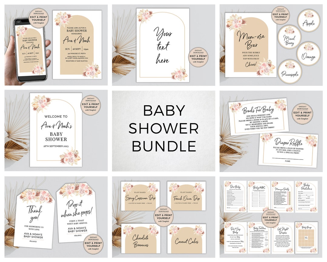 Editable Baby Shower Template Bundle: Instant Download - Etsy