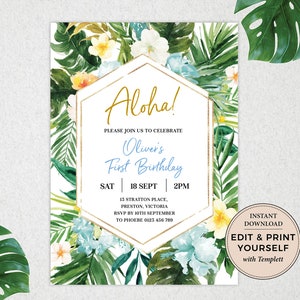Tropical Birthday Bundle, Tropical Birthday, Editable Tropical Birthday ...