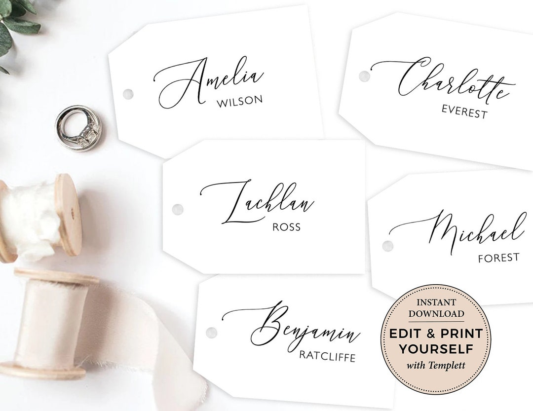 Name Tags, Wedding Name Tags, Calligraphy Name Tags, Editable Name Tags ...