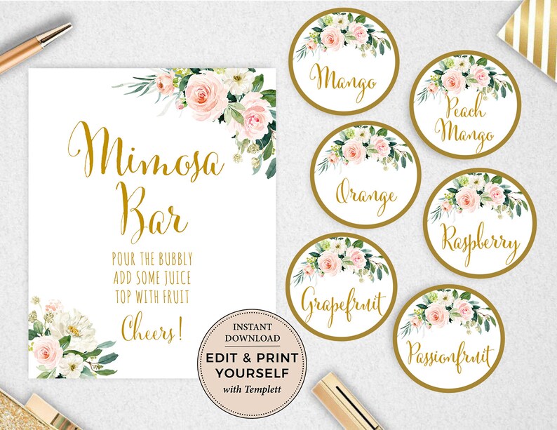 Mimosa Bar Sign & Juice Labels Mimosa Bar Labels Mimosa Bar | Etsy
