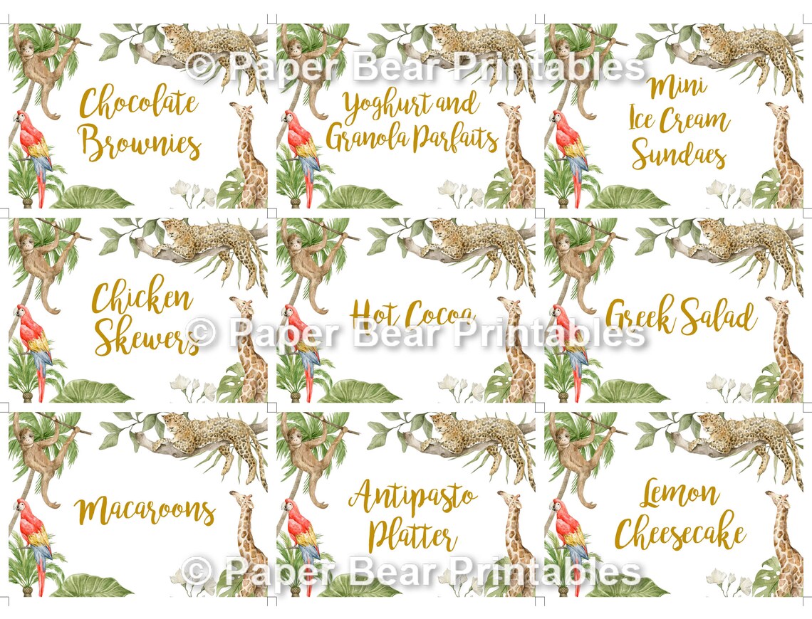 Safari Food Labels Editable Food Labels Labels Editable - Etsy