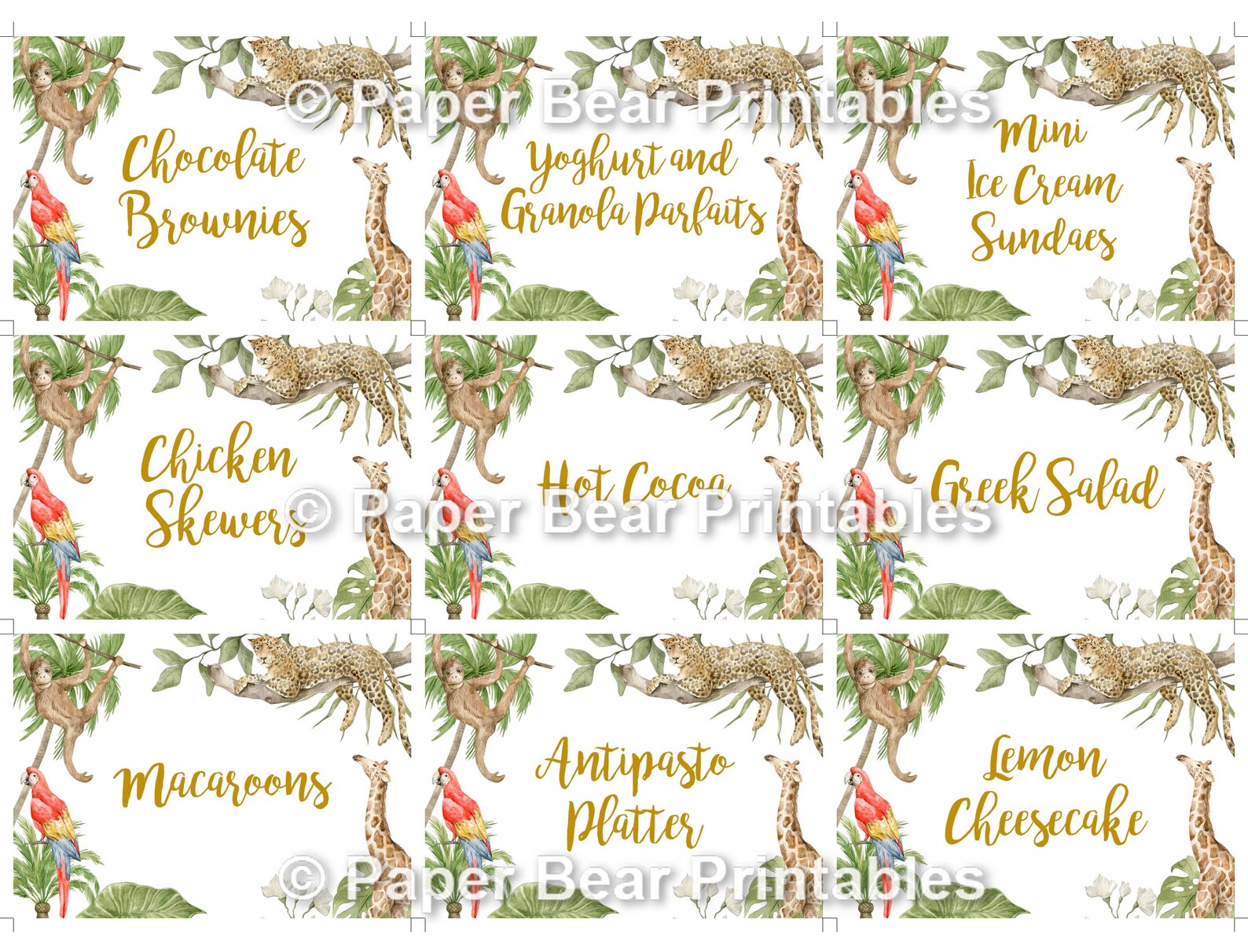 Safari Food Labels Editable Food Labels Labels Editable - Etsy