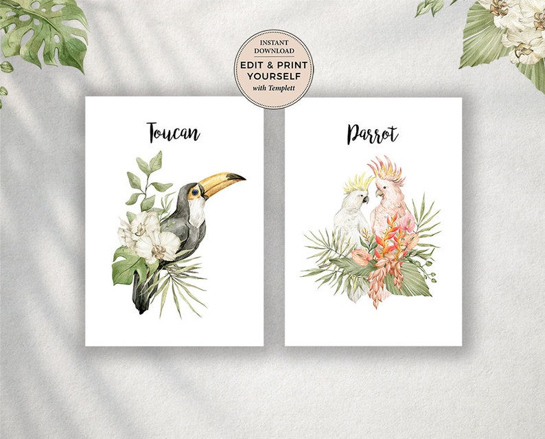 Editable Safari Animals Table Numbers: Jungle Seating Cards (templett ...