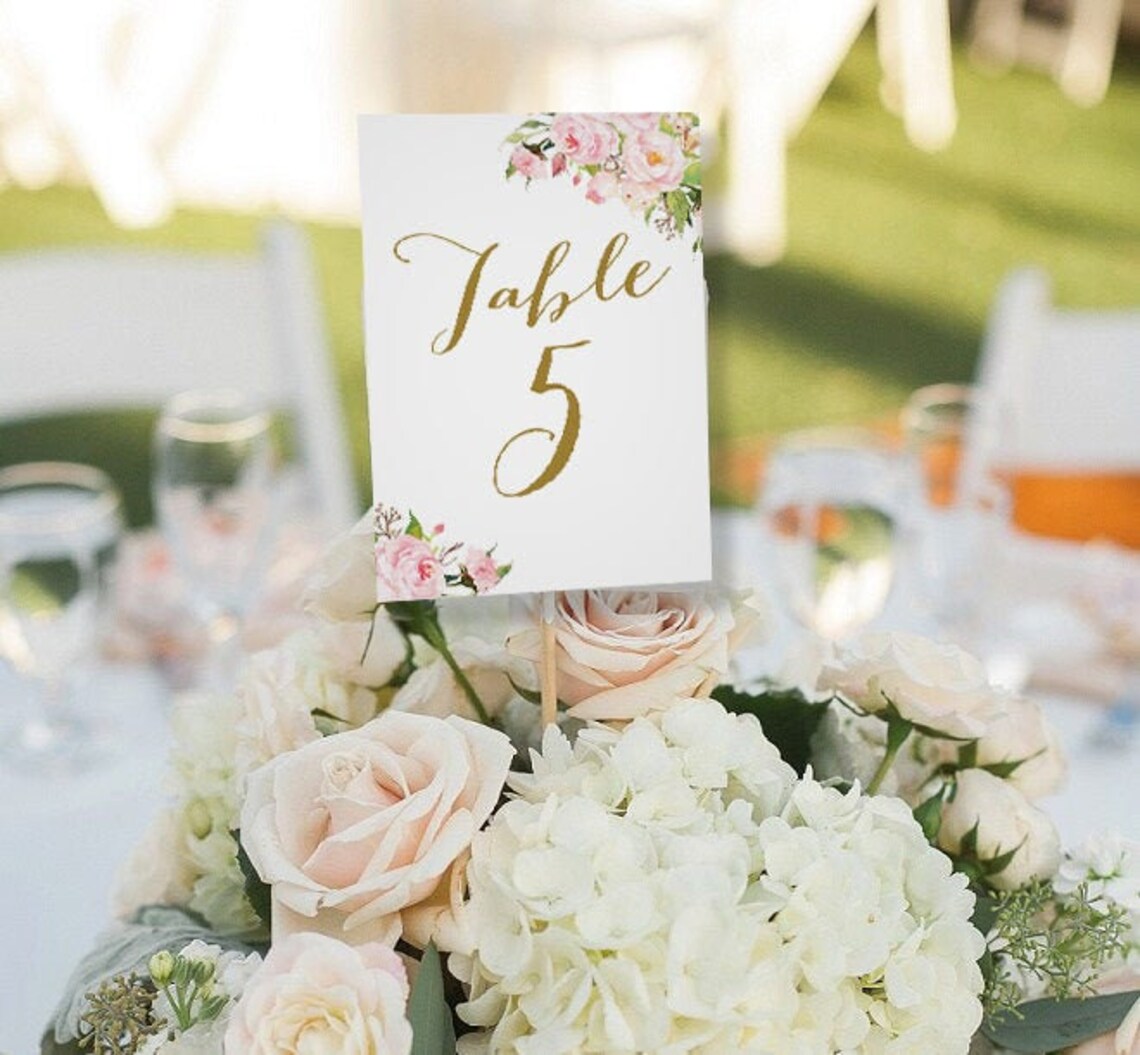 Floral Wedding Table Numbers 1-30 (instant Download) - Etsy