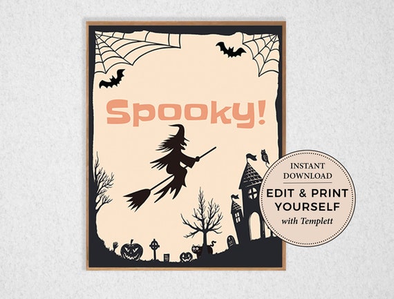 Editable Halloween Poster, Halloween Wall Art, Halloween Print ...