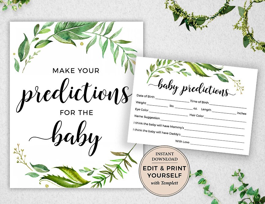 Baby Shower Game Baby Predictions Game Predictions for Baby - Etsy ...