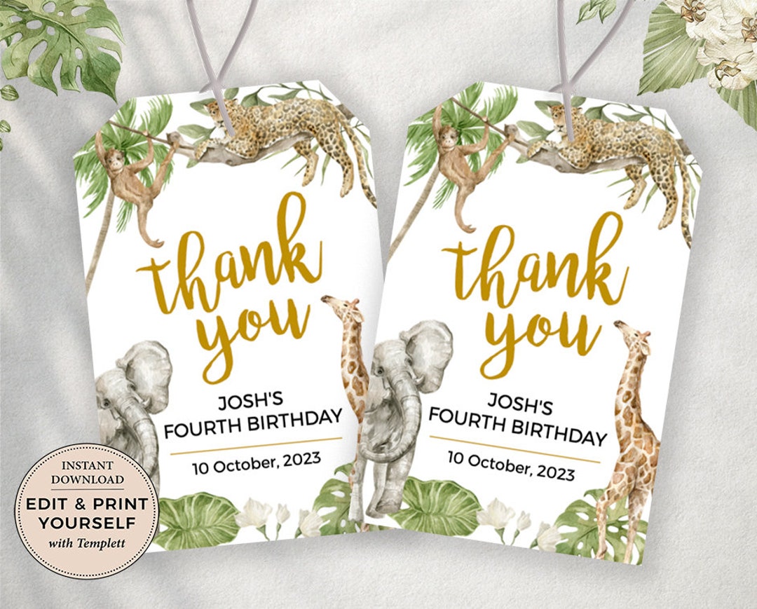 Editable Tag, Safari Birthday Tag, Editable Tag, Safari Tag, Birthday ...