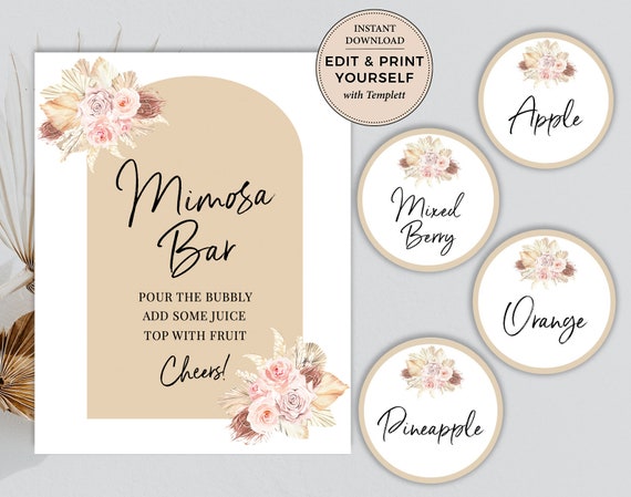 Mimosa Bar Sign & Juice Labels Mimosa Bar Sign Mimosa Bar - Etsy