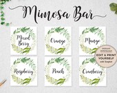 Mimosa Bar Juice Labels & Sign, Mimosa Bar Labels, Mimosa Labels ...