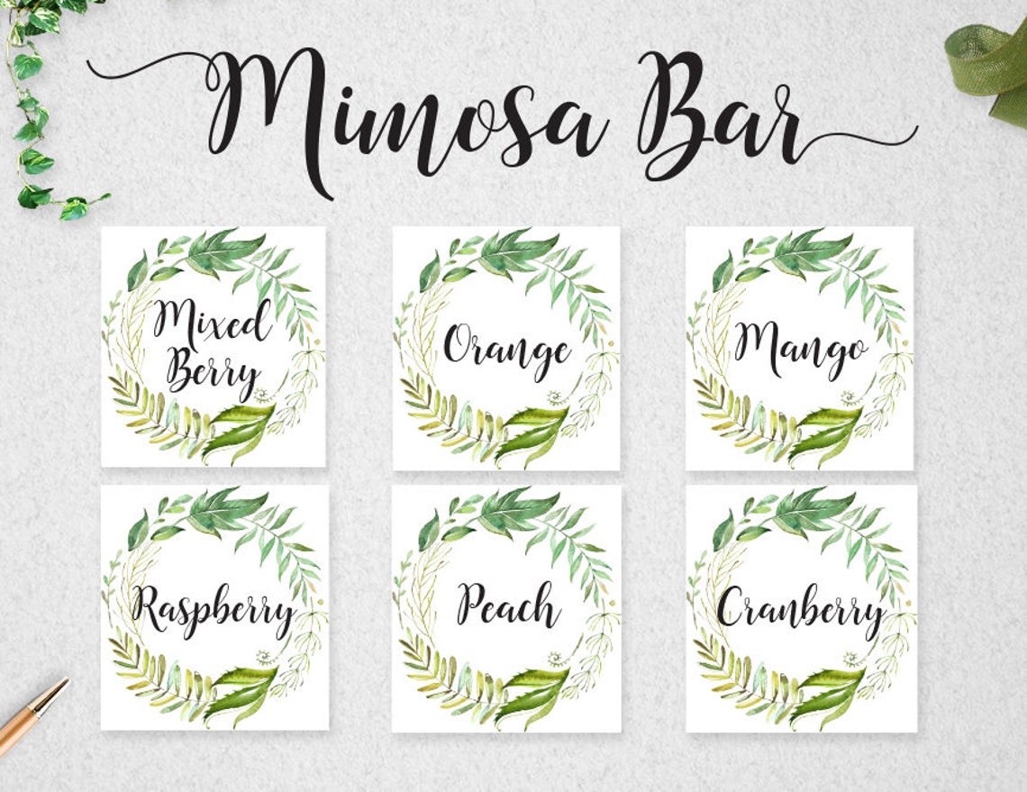 Mimosa Bar Juice Labels & Sign Editable Juice Labels Mimosa - Etsy