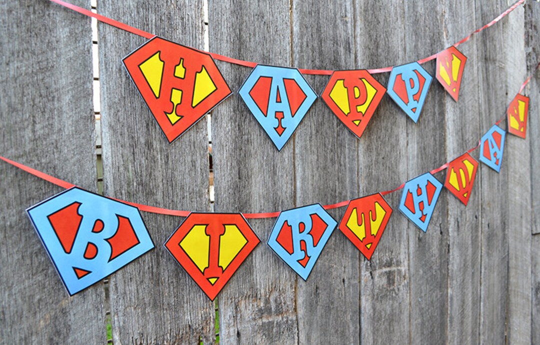 Superhero Birthday Banner: Printable Party Decor (INSTANT DOWNLOAD) - Etsy