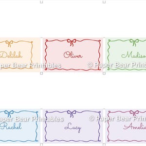 Bow Place Cards: Editable Name Tags (INSTANT DOWNLOAD) - Etsy