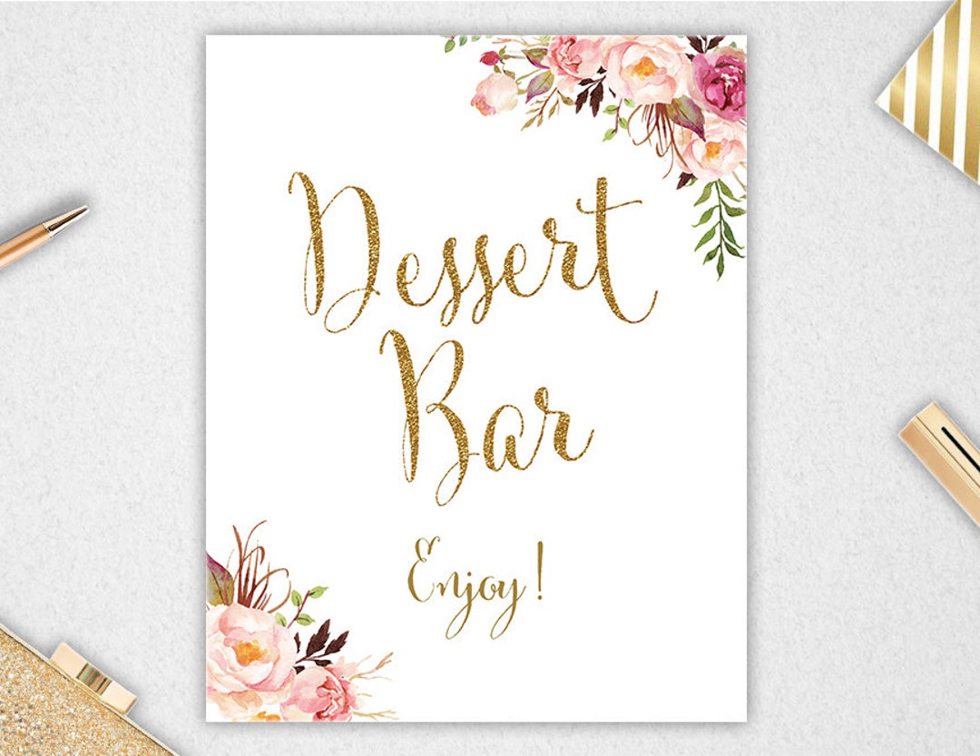 Gold Glitter Dessert Bar Sign: Wedding, Bridal Shower (digital Download ...