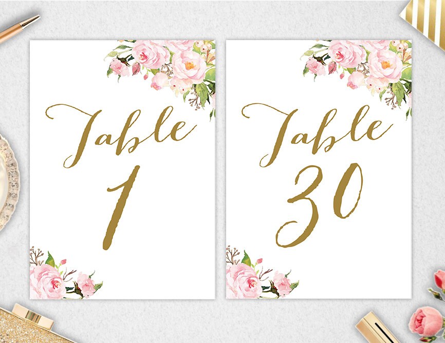 Floral Wedding Table Numbers 1-30 (instant Download) - Etsy